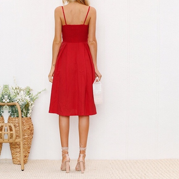 Dresses | My Dream Sexy Red Button In Front Dress | Poshmark